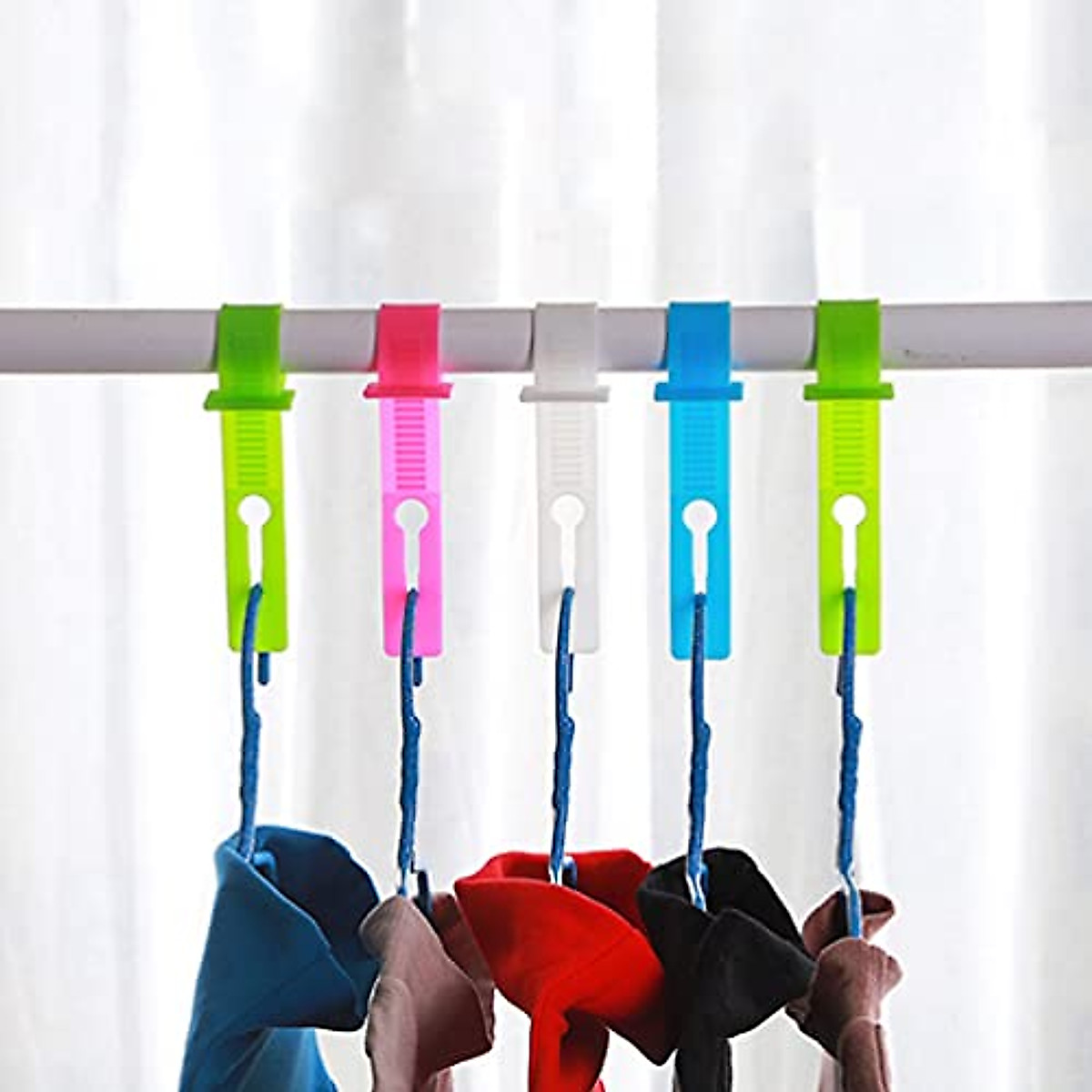 Cabilock 40Pcs Windproof Scratch Hanger Hook Clothes Drying Rack Fixed Buckle Rope Hanging Clothesline Windproof Hanger for Indoor Outdoor