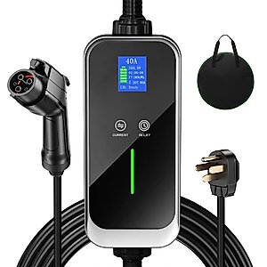 Evjuicion Level 2 EV Charger, 40Amp 240V Portable Electric Vehicle Charger 25Ft Cable NEMA 14-50 Plug for J1772 Electric Car Home Charging Station, Delay Timer