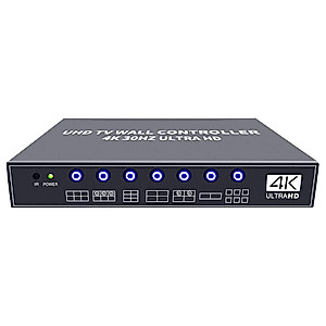 ISEEVY 4K UHD Video Wall Controller 2x3 3x2 2x2 TV Wall Processor Support 3840x2160@30 HDMI Input for 6 TV Splicing Display