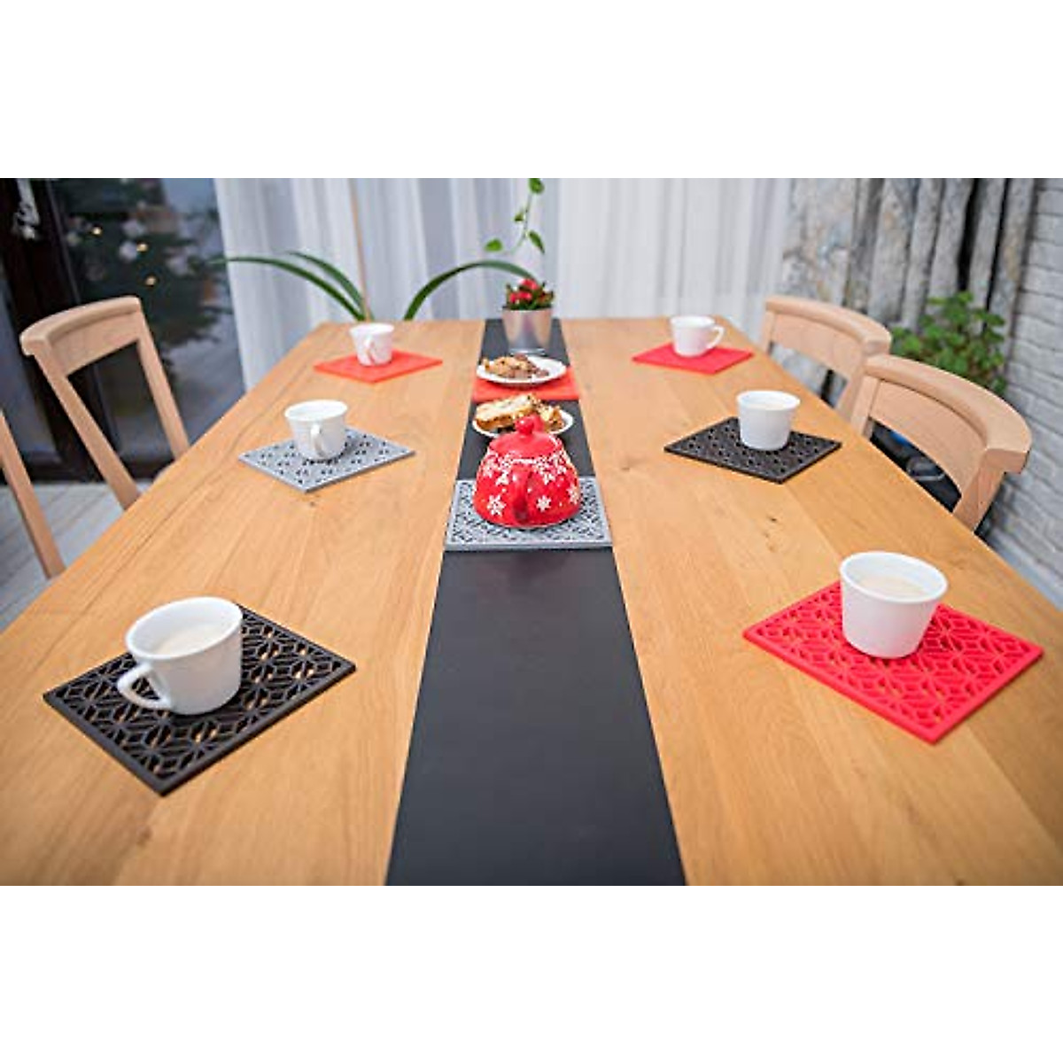 Silicone Trivet for hot Dishes Pots and Pans Our Decorative Table Mats can be Used as Pot Holders and Oven Mitts Coasters Jar Openers and are Microwave Safe. Set of 2 Potholders by Q's INN.