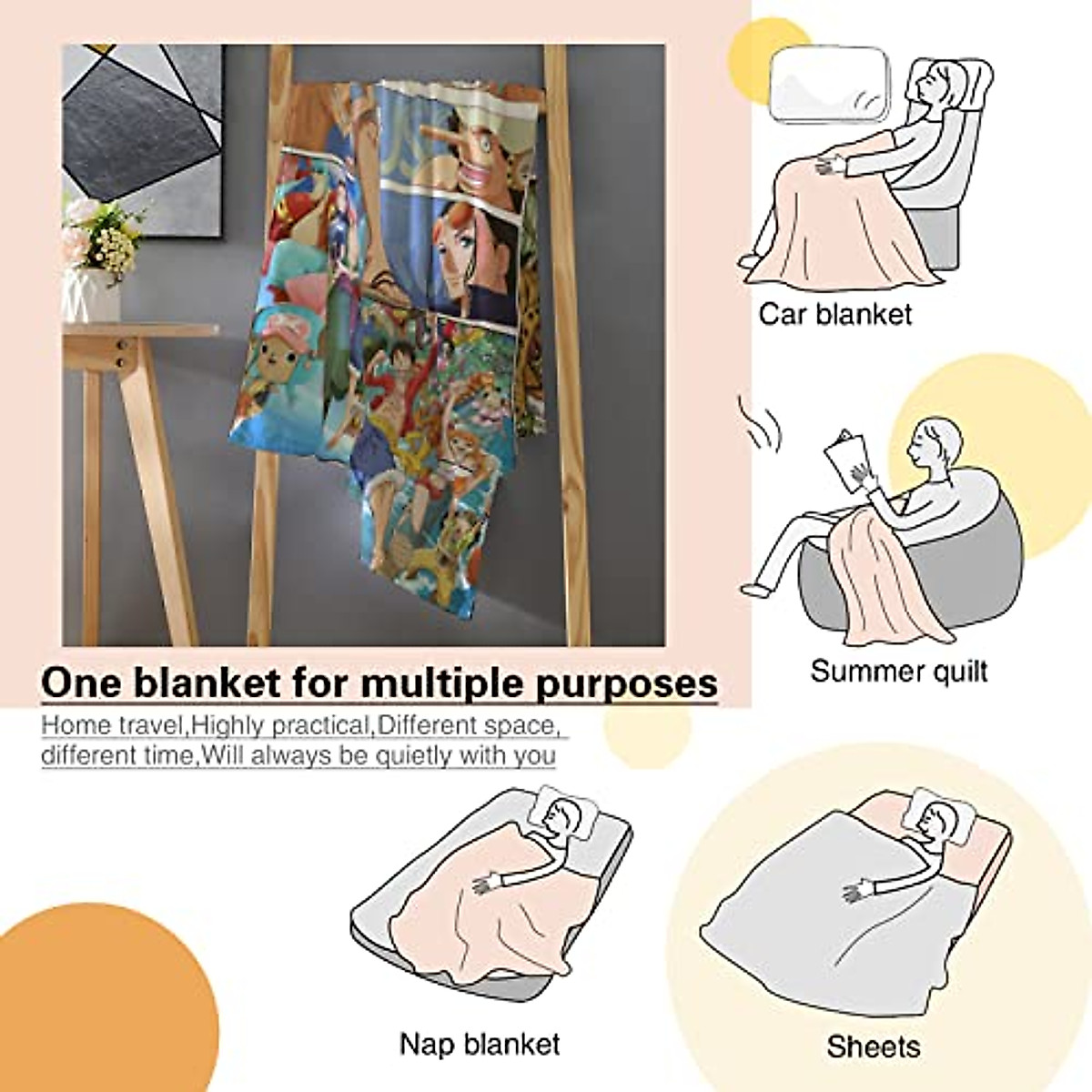 Anime Blanket Soft Lightweight Flannel Fleece Cartoon Throw Blanket for Couch Sofa Bed 50"x40"