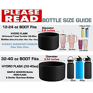 Boot Sleeve for Hydro Flask Bottles & Travel Tumbler-Stanley Quencher Tumblers-Owala & Simple Modern Tumblers, Anti-Slip Protective Cover (White Clear, Fits HydroFlask 32 oz & 40 oz Bottles)