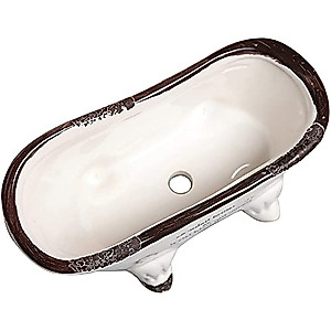 MyGift 6-Inch White Ceramic Indoor Plant Pot, Claw Foot Bathtub Mini Succulent Planter Pot, Petite French Country Bathroom Decor Soap Dish