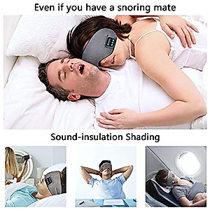 Wireless Sleep Mask,SKEYEOL Sleep Headphones,Adjustable&Washable Music Travel Sleeping Headset with Built-in Speakers Microphone Hands-Free for Air Travel,Siesta and Sleeping