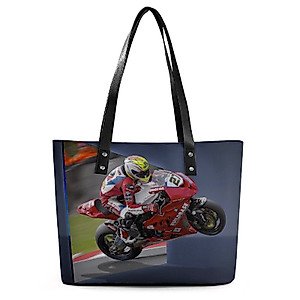 Womens Handbag Motorcycle Motocross Leather Tote Bag Top Handle Satchel Bags For Lady