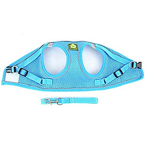 SMALLLEE_LUCKY_STORE Comfort Puppy Harness and Leash,Soft Mesh Step-in Harness for Small Medium Dogs Cat Reflective Safe Walking,Blue,Size M
