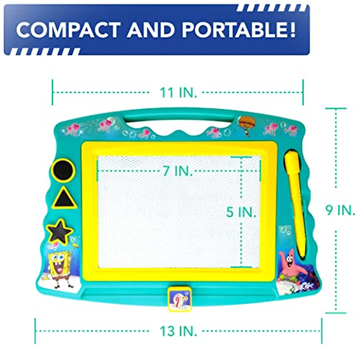 SpongeBob Squarepants Magnetic Drawing Board with Stylus and 3 Stamps, for Boys or Girls