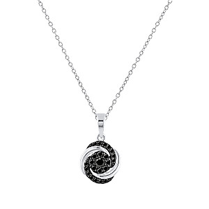 Dazzlingrock Collection Round Black Diamond Twisted & Swirl Circle Pendant for Women (0.29 ctw, Color Black, Clarity Opaque), 925 Sterling Silver