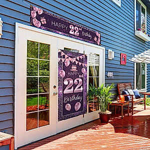 PAKBOOM Happy 11th Birthday Door Cover Porch Banner Sign Set - 11 Years Old Birthday Decoraions Party Supplies for Girls - Purple Pink