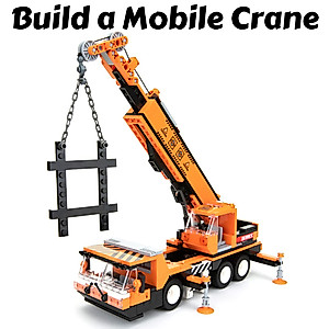 Block Builder Mobile Crane Building Block Set (475pcs) and Construction Tower Crane. Two Building Kits in one Set! Toy Blocks Suitable for Boys and Girls.
