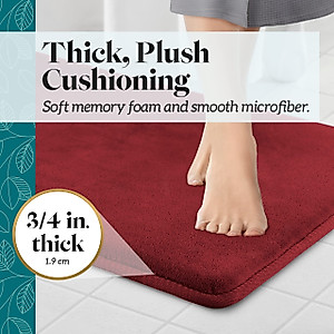 Genteele Bath Mats for Bathroom Non Slip - Red 20" x 32" Memory Foam Bathroom Rugs - Quick Dry Bath Mat