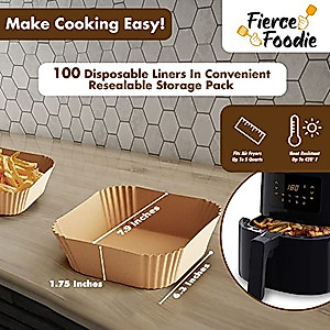 100 Pack Square and 100 Pack Round Air Fryer Disposable Paper Liner, Non-Stick Air Fryer Parchment Paper Liners, Fit 5-8 QT