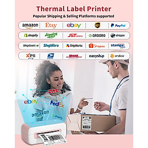 Phomemo Pink Label Printer with Thermal Shipping Pink Label - 4" x 6", 500 Sheets