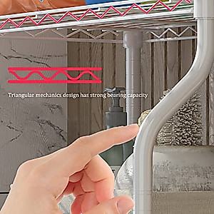 BKGDO Washer Storage Frames Floor Standing for Over Toilet,Balcony Metal Storage Rack,Adjustable Partition Bathroom Waterproof Rust-Proof Steel Pipe Washinghine Shelf/White