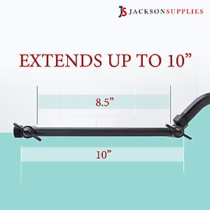 Shower Head Extension Arm by JS Jackson Supplies, Adjustable 10 Inch Showerhead Extender, Solid Brass Construction, Universal Tall Hi-lo Pipe Height Extending (Black Finish)