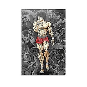 XIANNA Baki The Grappler Anime Poster (6) Painting On Canvas Wall Art Poster Scroll Picture Print Living Room Walls Decor Home Posters 16x24inch(40x60cm)