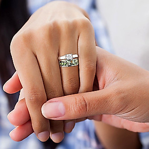 Camo Wedding Rings Set His and Hers 3 Rings Set, Stainless Steel and Titanium (Size His 08, Hers 09)