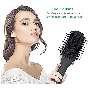 Hair Dryer Brush,Hot Air Brush, Blow Dryer bruch,One Step Hair Dryer and Volumizer with Salon Negative Ionic for Straightening, Professional Brush Hair Dryers for Men and Women (Black）