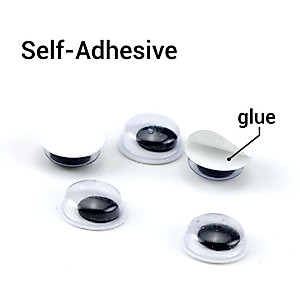 1800 Pieces Wiggle Googly Eyes Plastic Black and White Bulk Self Adhesive Googly Eyes Mixed Size 6mm 8mm 10mm for DIY Art Crafts Scrapbooking Dolls Puppets Invitation Cards