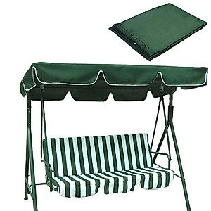 Typutomi Patio Swing Canopy Cover Set, 210D Waterproof 3-Seat Replacement Top Cover and Chair Seat Cover for Outdoor Patio Garden(Green, 75x52x6in)