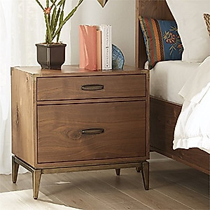Modus Furniture Solid Wood Nightstand, 2-Drawer, Adler - Natural Walnut