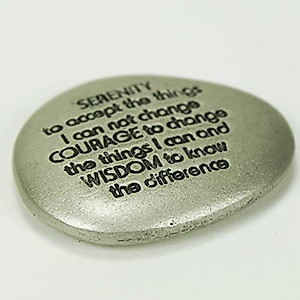 Cathedral Art Serenity Prayer Soothing Stone - Engraved Rock with Inspirational Words, Mindfulness and Meditation Stones for Stress, Worry, and Anxiety, 1-1/2-Inch, Silver