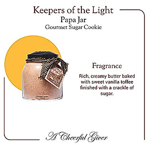 A Cheerful Giver — Gourmet Sugar Cookie - 34oz Papa Scented Candle Jar with Lid - Keepers of the Light - 155 Hours of Burn Time, Gift for Women, Brown