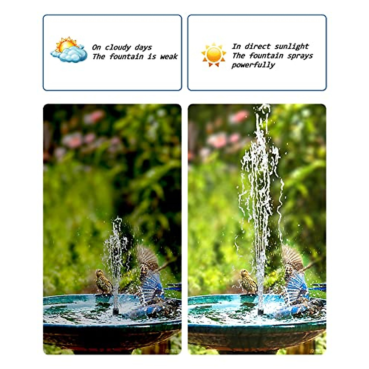 Biling Solar Water Fountain for Bird Bath, 3.5W Solar Water Pump Outdoor with 10ft Cable, 4ft Tubing, Solar Pond Pump for BirdBath, Garden Small Ponds and Fish Tank