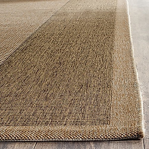 SAFAVIEH Courtyard Collection 4' x 5'7" Natural / Gold CY7987 Indoor/ Outdoor Waterproof Easy-Cleaning Patio Backyard Mudroom Accent-Rug