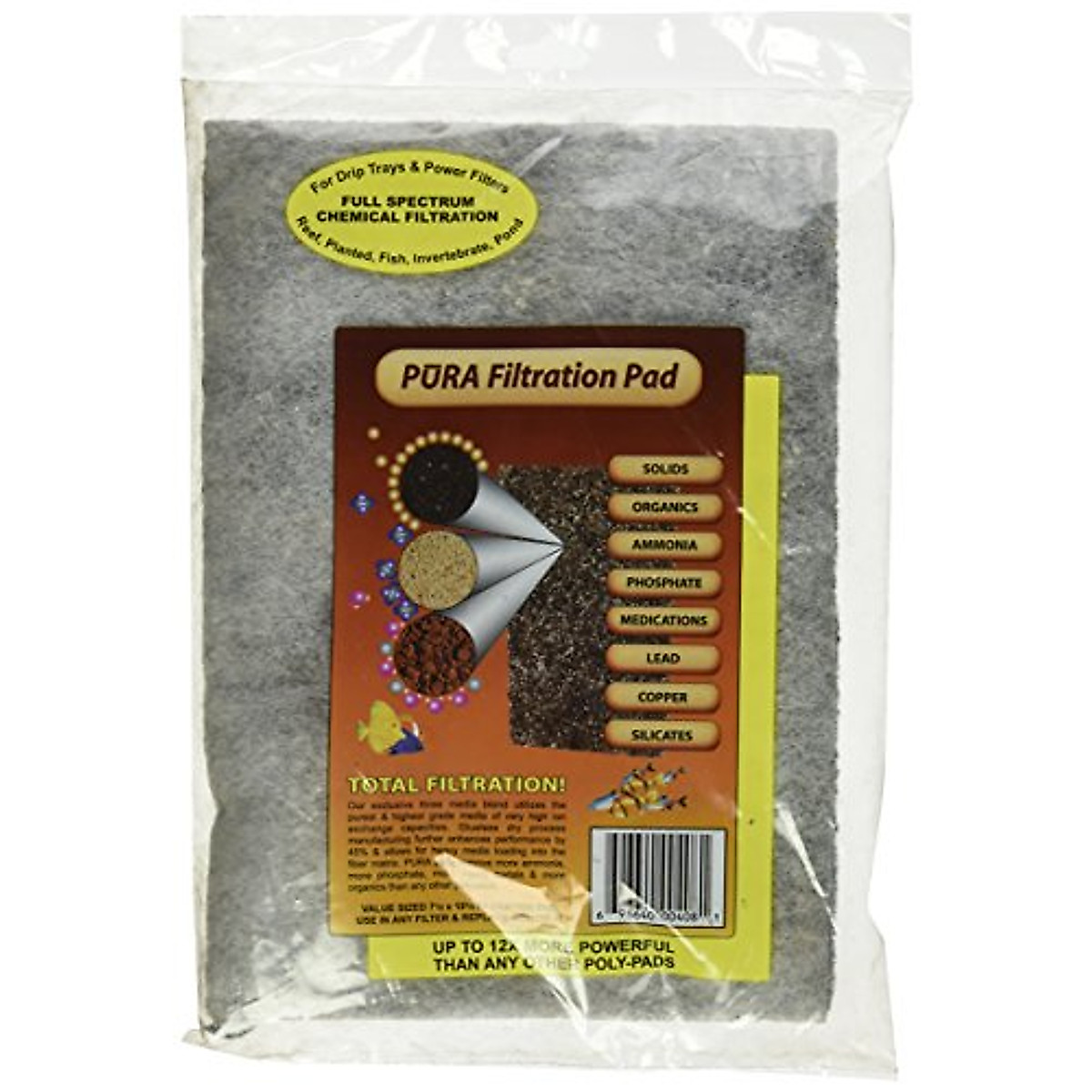 Pura (Magnavore) APU00408 7-1/2 by 10-1/2-Inch Aquarium Filtration Pad, Small