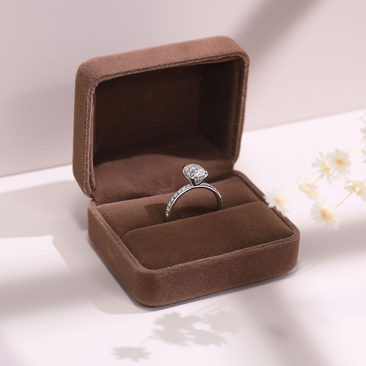 Hitlinker Moissanite Engagement Rings for Women 2ct Oval Cut Promise Wedding Rings for Her 925 Sterling Silver Solitaire Lab Created Diamond Rings Anniversary Ring for Womens Size 5.5