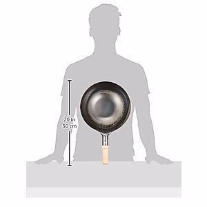 Yamada Kogyo Single Hand Wok Iron Hammered Wooden Handle 30cm