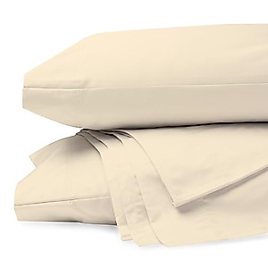 SUPREME ELEGANCE Organic 100% Cotton Percale Sheets Queen Light Ivory, 16" Deep Pocket Queen Sheets Set, Cooling Sheets, Crisp & Breathable, Queen Sheet Set Light Ivory