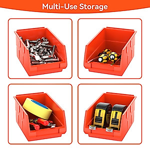 TNINE 16-Pack Plastic Wall-Mounted Stackable Storage Bins with 4 Steel Rails - Tool Organizer for Garage or Workshop