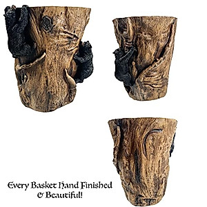 Urbalabs Bear On Log Western Rustic Bathroom Trash Can Office Waste Basket Country Decor Rustic Office Garbage Can Cowboy Gun Decor Bathroom Decor Man Cave Western Waste