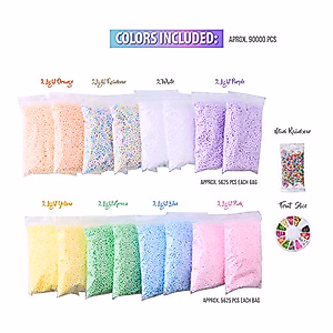 Slime Foam Beads Floam Balls – 18 Pack Pastel Microfoam Beads Kit 0.1-0.14 inch (90,000 Pcs) Micro Colors Rainbow Fruit Beads Craft Add ins DIY Kids Ingredients Flote Microbeads Sprinkles Supplies