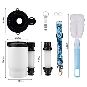 Portable Can or Bottle Cooler & Cup with 2 Detachable Expandable Hose and Bottle Opener Keychain,Hose Funnel Cup for Beverage Drink, Built for Party Bottle Bottle Drinking Funnel (White)
