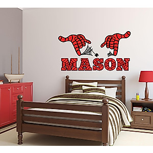 Custom Name Wall Decal - Kids Name Wall Decor - Sipider Theme Name Wall Sticker - Wall Decal for Boys Bedroom Room