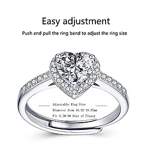 Atylyk 1 Carat Moissanite Engagement Ring Wedding Promise Halo Sterling Silver Solitaire Heart Rings for Women