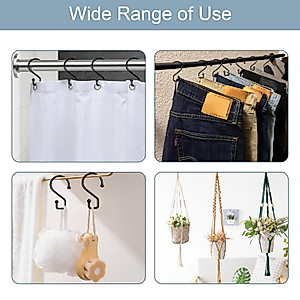 Waitkey 8 Pcs S Hooks for Hanging, 3 inch S Shaped Hooks Stainless Steel Multi-Functional Metal Hanging Hooks for Hanging Shower Curtain, Pots, Pans, Jeans, Towels, Bags, Jewelry (Black)
