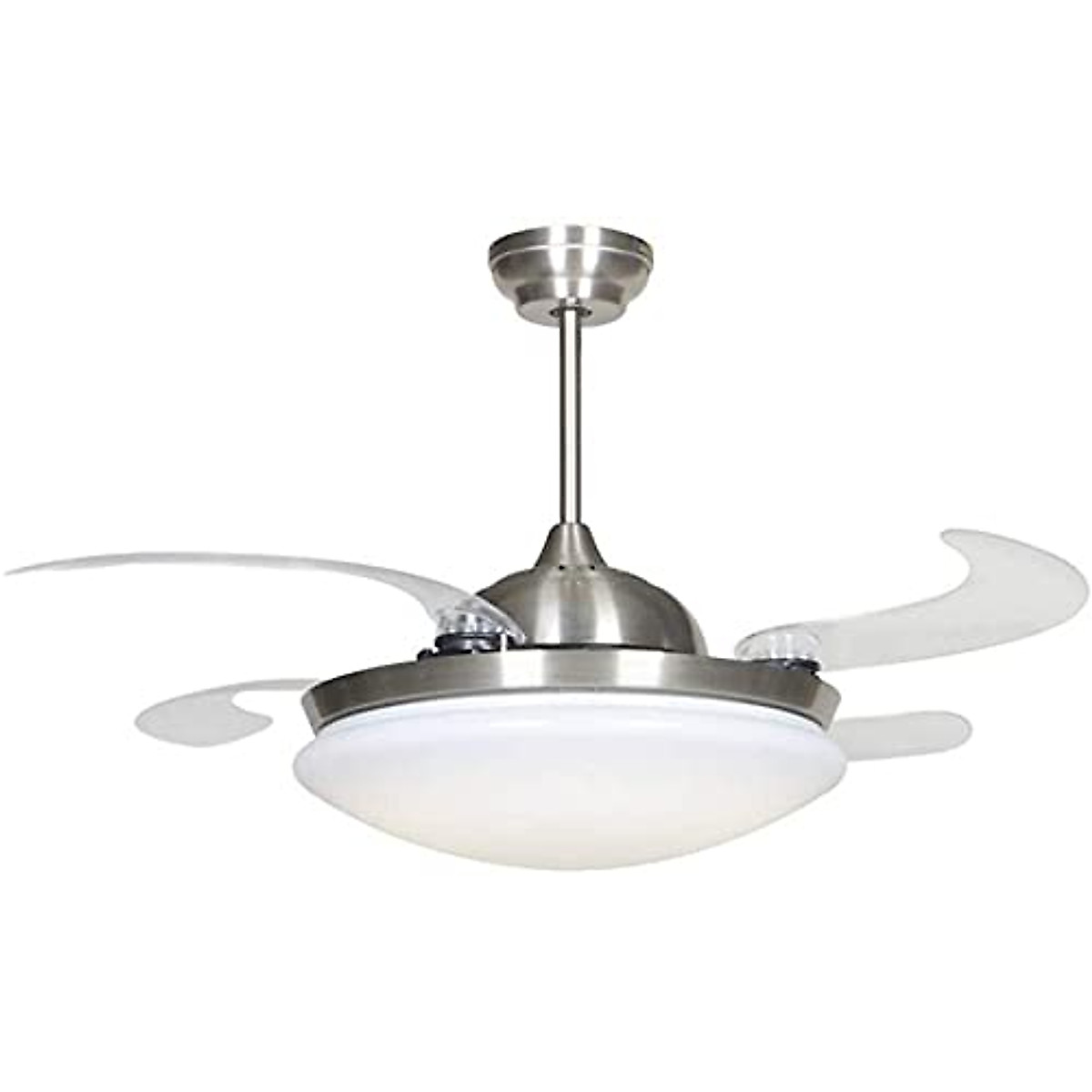 YEELED Light 42" Invisible Reversible Ceiling Fan with LED Light and Remote, 4 Retractable Blades Fan Chandeliers for Bedroom Livingroom, Indoor Ceiling Light Kits with Fans(42 Inch, Silver)