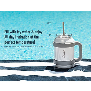 REDUCE Cold1 50 oz Reusable Mug Tumbler with Handle - Insulated Stainless Steel Water Bottle for Home, Office and Gym; Straw or Sip Leakproof Lid When Closed. Keeps Drinks Ice Cold All Day - Charcoal