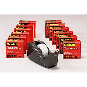 Scotch Transparent Tape with C60 Desktop Dispenser, Versatile, Cuts Cleanly, Engineered for Office and Home Use, 3/4 x 1000 Inches, Boxed, 12 Rolls, 1 Dispenser (600K-C60)