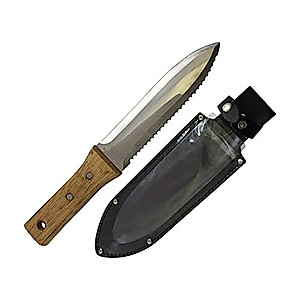 Bonsai Outlet Tinyroots Hori Hori Knife for Gardening, Multiple Purpose Garden Tools Used for Digging, Cutting and Weeding, Stainless Steel with Wooden Handle