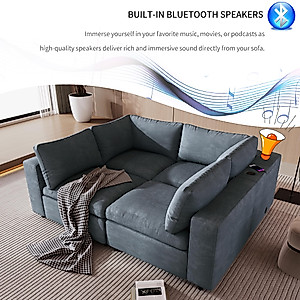 DREAMODERN Modular Sofa Sectional Couch for Living Room, Futon Sofa Upholstered Reversible Couch for Apartment - Grey