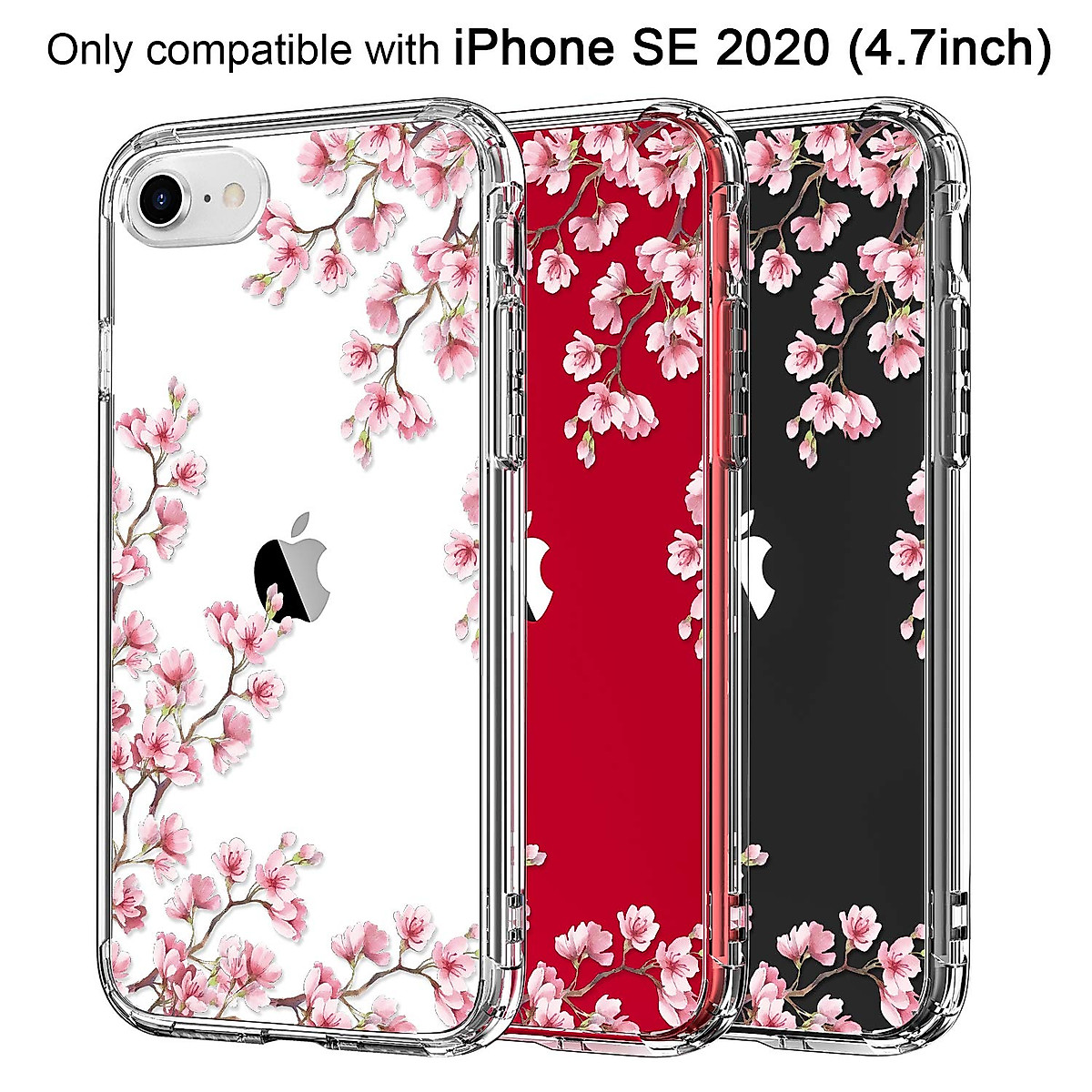 ICEDIO iPhone SE 2022 Case,iPhone SE 2020 Case,iPhone 8 Case,iPhone 7 Case with Screen Protector,Clear TPU Cover with Fashion Designs for Girls Women,Protective Phone Case Nice Florals