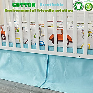 Brandream Baby Boy Fitted Crib Sheets Cars Vehicles Truck Toddler Sheets 100% Soft Cotton Standard Mattress Sheets Transport Theme