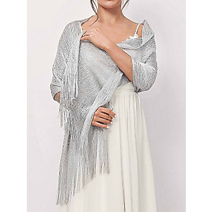 EASEDAILY Women's Shawls and Wraps for Evening Dresses Sparkling Wedding Scarf Fringe Bridal Capelet for Bride and Bridesmaid