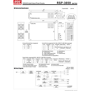 MW Mean Well RSP-3000-24 24V 125A 3000W Single Output with PFC Function Power Supply