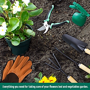 Whonline Gardening Tool Set of 10,Gardening Tools and Supplies,Garden Tool Kit with Bag Gloves, Indoors Outdoors for Women Men Gift